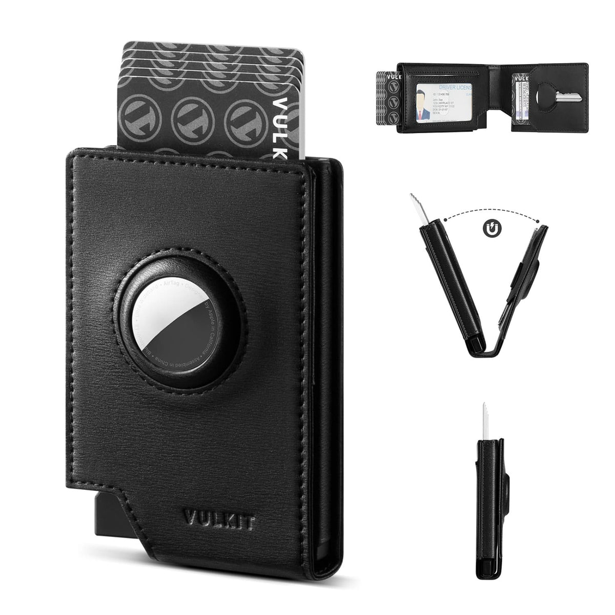 VC417 - RFID Blocking Pop-Up Wallet with AirTag Holder, ID Windows & K ...
