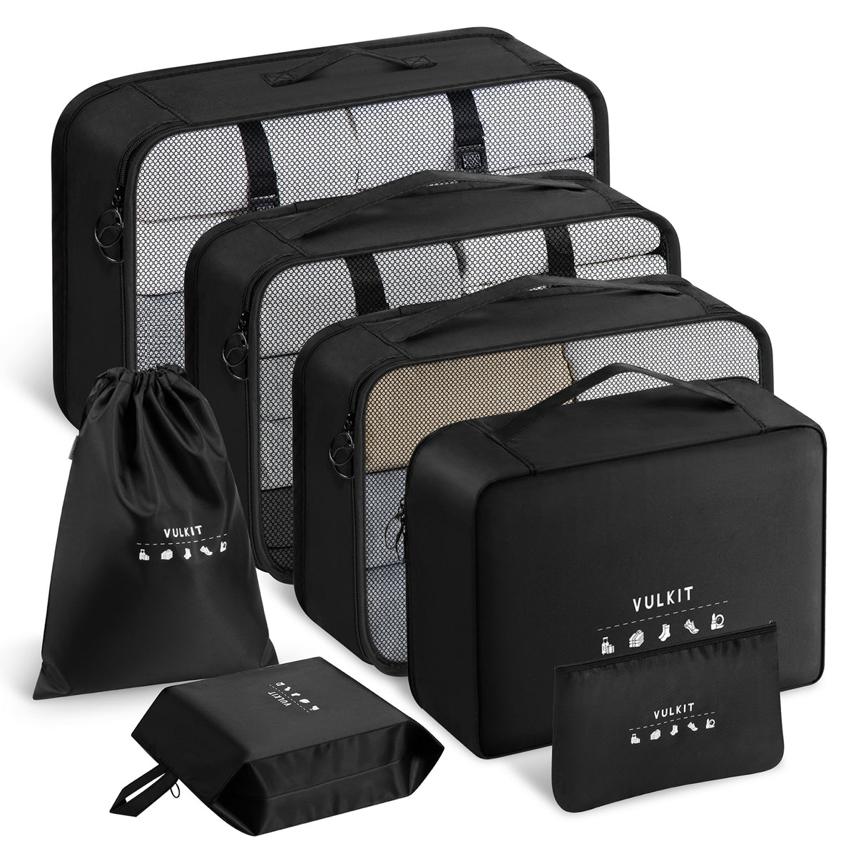 VTB100 - 7PCS Waterproof Travel Packing Cubes Set for Suitcase and Bac ...