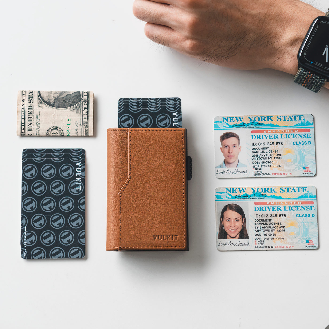 VC314P- Genuine Leather Slim Pop-up Wallet with Double ID Windows for ...