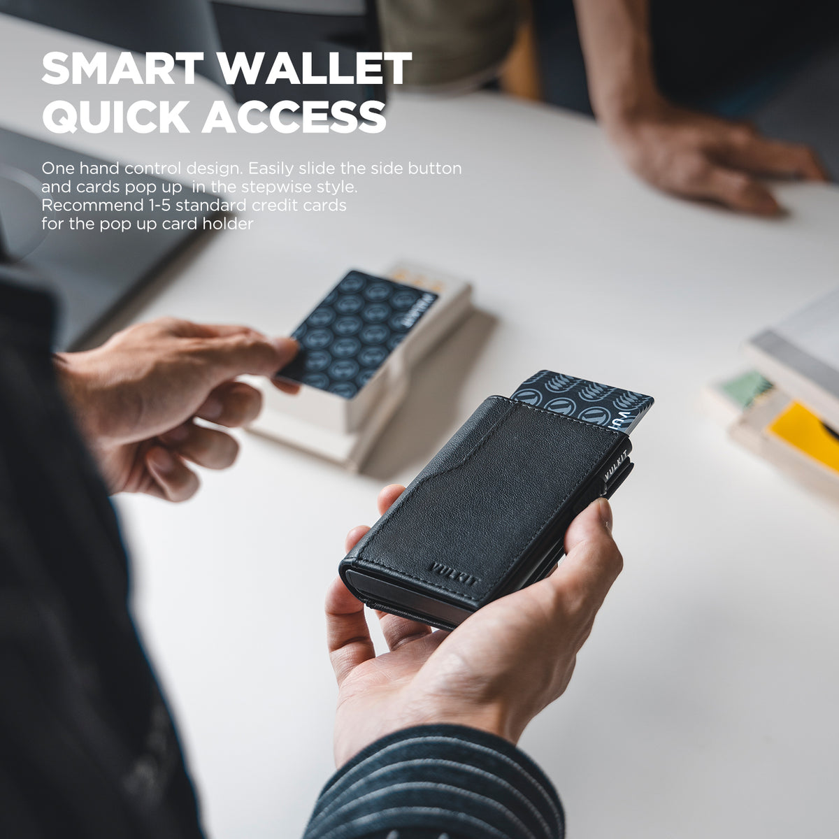 VC314P- Genuine Leather Slim Pop-up Wallet with Double ID Windows for ...